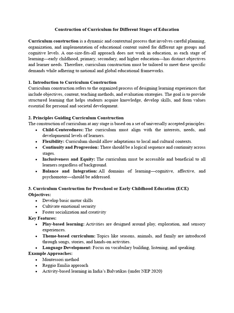 Construction of Curriculum | PDF | Curriculum | Learning