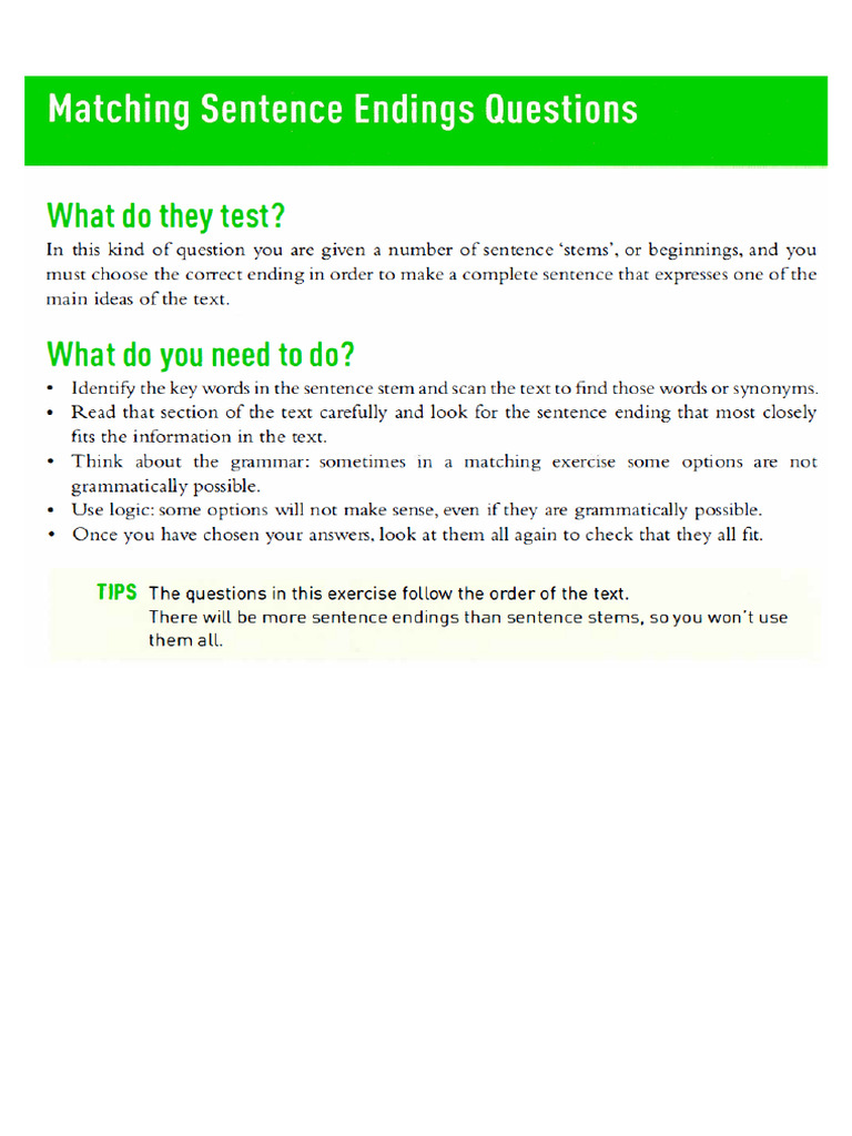 Tips Sentence Endings | PDF