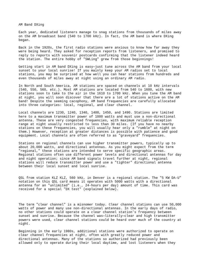 AM Band DXing | PDF | Radio | Antenna (Radio)