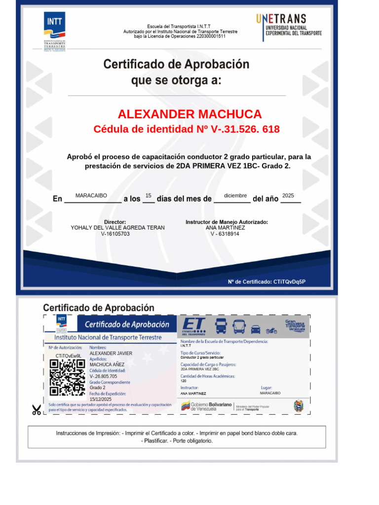 Certificado de Saberes Alexander Machuca | PDF
