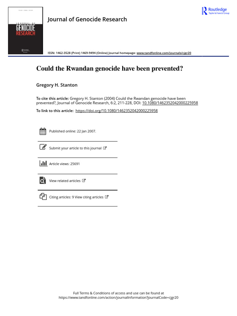 Preventing the Rwandan Genocide Analysis | PDF | Rwandan Genocide | Hutu