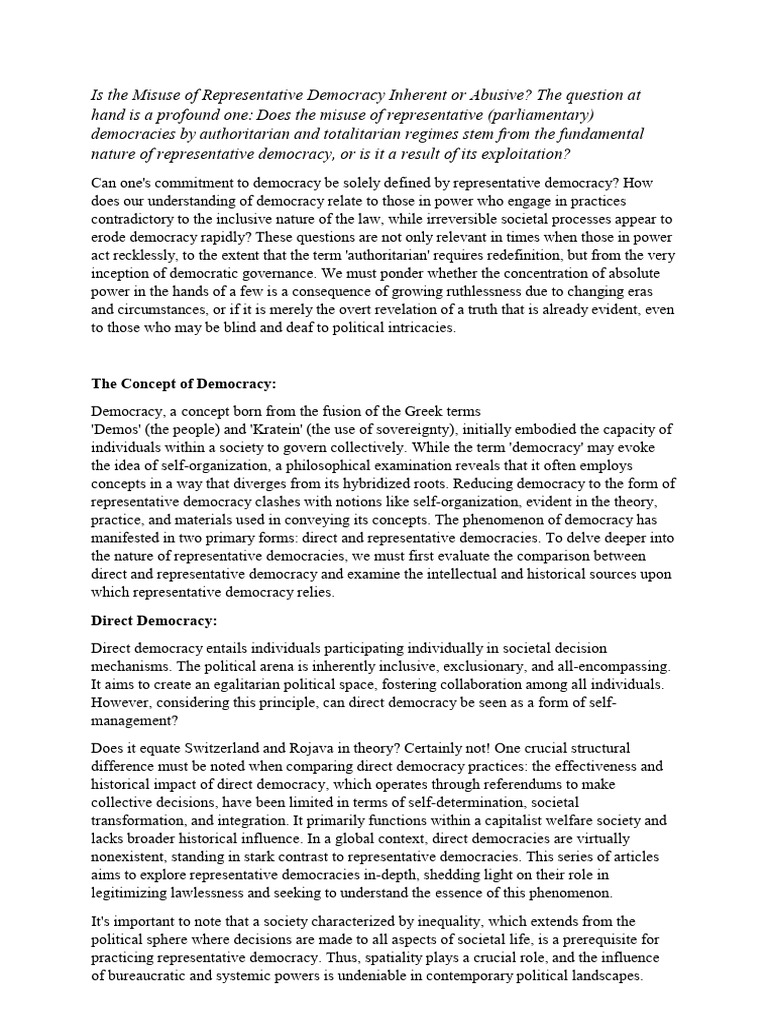 Representative Dem. 1 | PDF | Democracy | Political Ideologies