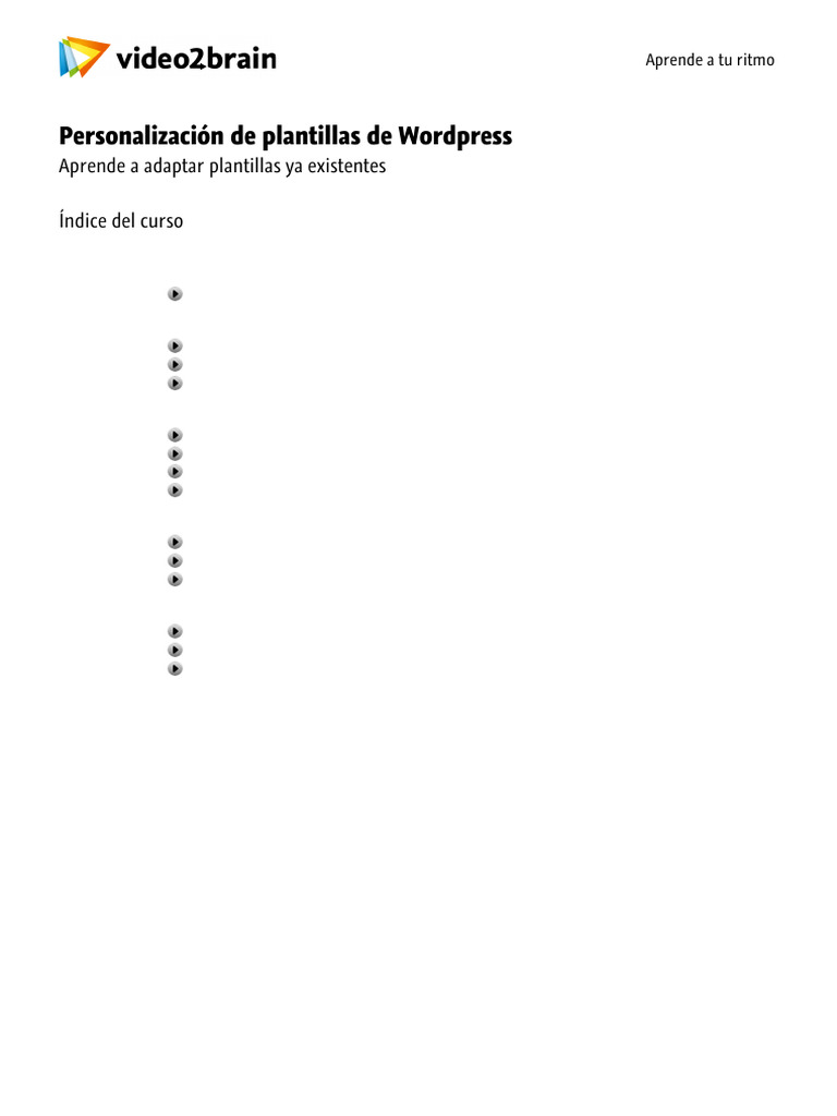 Personalizacion de Plantillas de Wordpress Toc | PDF