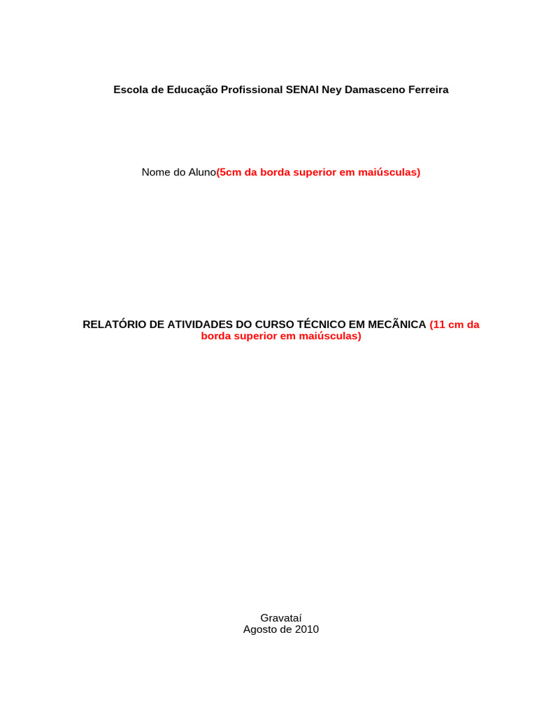 Relatório do Curso Técnico em Mecânica | PDF | Citação | Tempo
