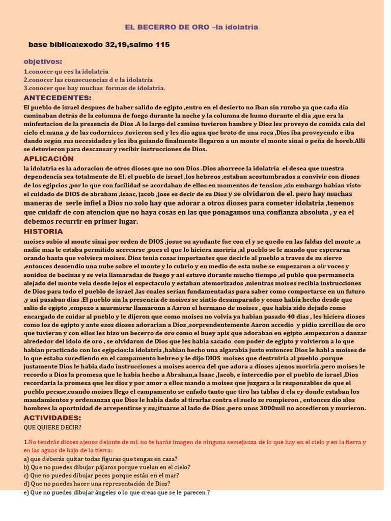 El Becerro de Oro | PDF | Moisés | Idolatría