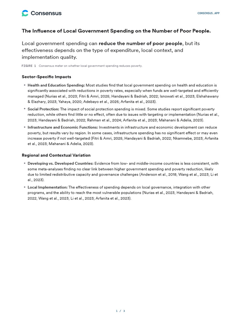 Local Government Spending and Poverty Reduction | PDF | Government ...