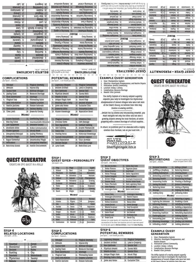 Epic Quest Generator for RPG Adventures | PDF | Quest | Magician (Fantasy)