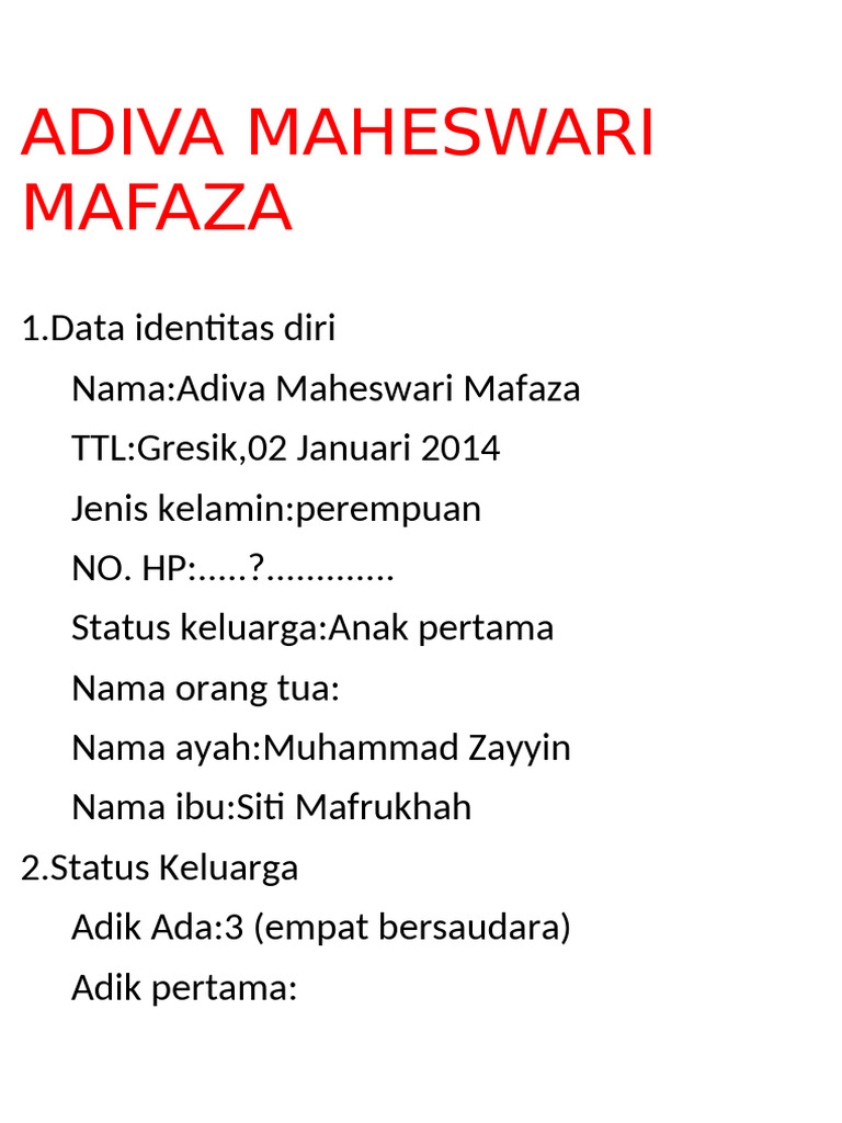 Identitas Keluarga Muhammad Zayyin | PDF