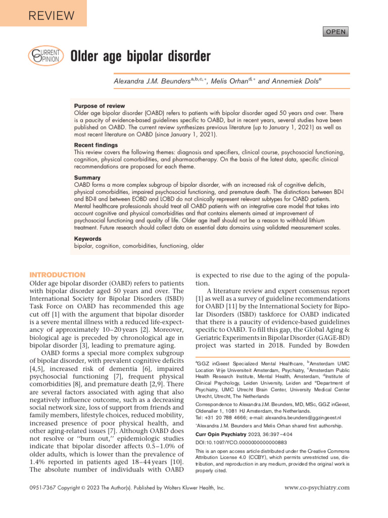 coip-36-397 | PDF | Bipolar Disorder | Mental Disorder