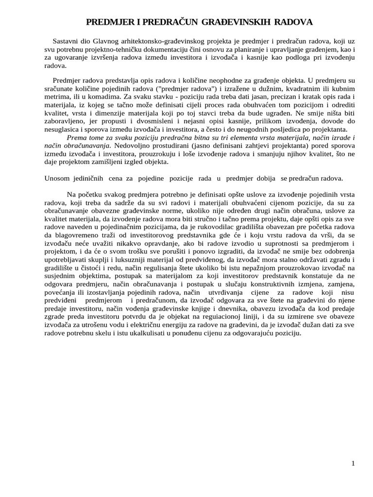 Predmjer I Predračun Radova-Uopste | PDF