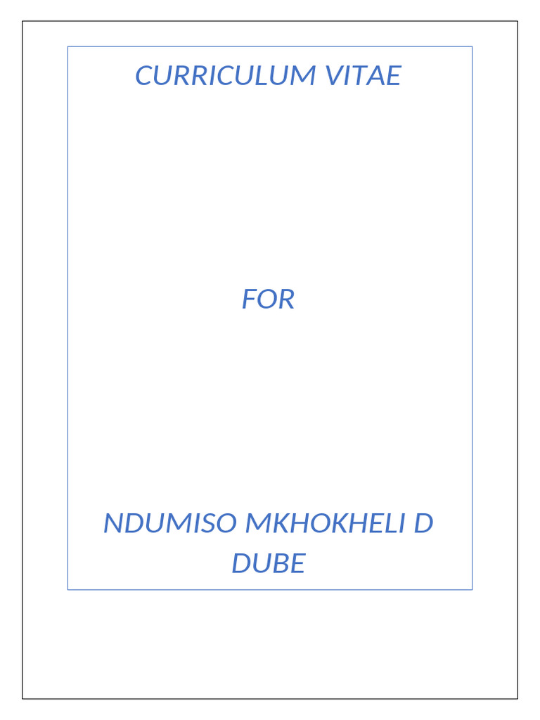Curriculum Vitae Ndumiso MD Dube | PDF