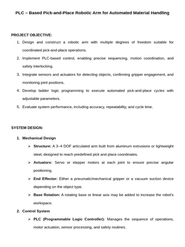 PLC-Controlled Robotic Arm Design | PDF | Programmable Logic Controller ...