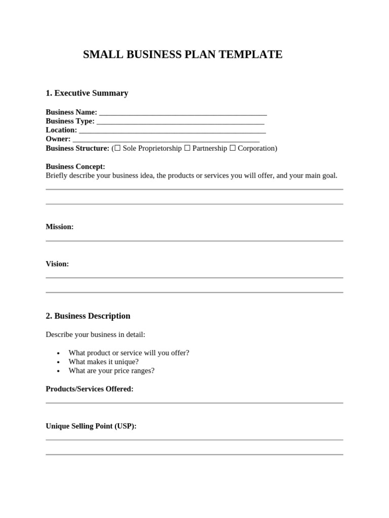 Small Business Plan Template 2 | PDF