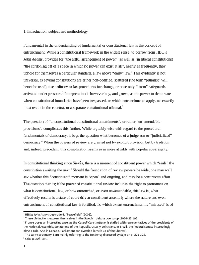 Constitutionalism and Non-Constitutional Amendments - Assignment | PDF ...
