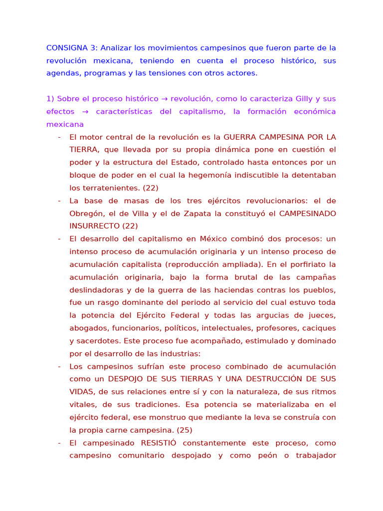 1er Parcial AIII - Consigna 3 | PDF | Campesino | revolución mejicana