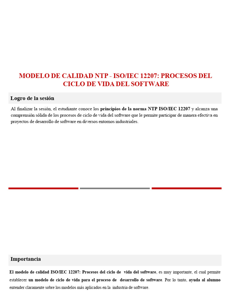 Modelo de Calidad NTP - Iso/Iec 12207: Procesos Del Ciclo de Vida Del ...