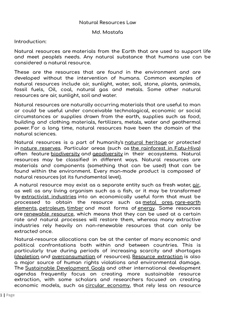 Natural Resources by Mostafa | PDF