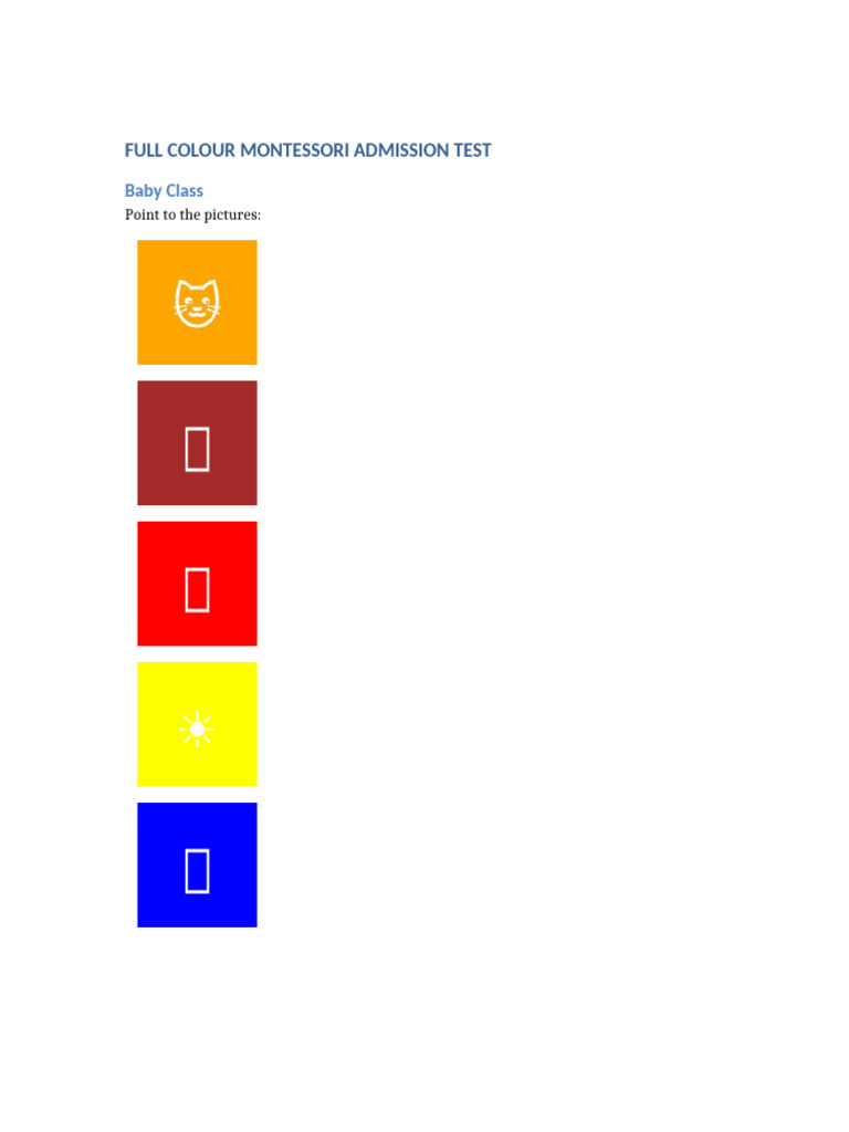 Colour Montessori Test | PDF