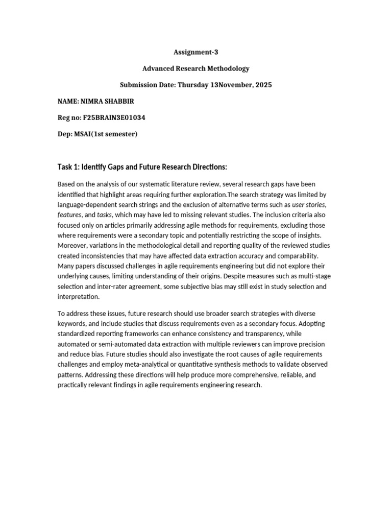 Research Gaps in Agile Requirements Engineering | PDF | Systematic ...