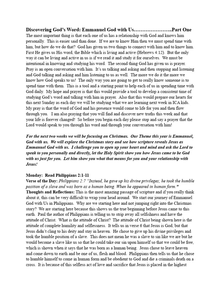 ICA Kids Devotional Emmanuel Part 1 | PDF | Jesus | Mary, Mother Of Jesus