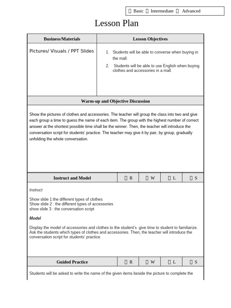Lesson Plan Template C3 | PDF