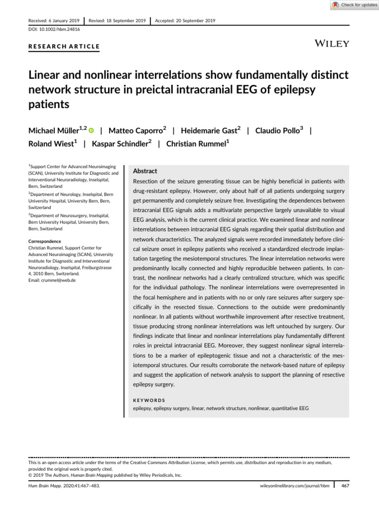 Distinct EEG Network Structures in Epilepsy | PDF | Epilepsy ...