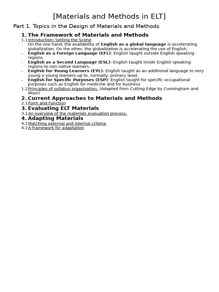 Materials and Methods in ELT | PDF