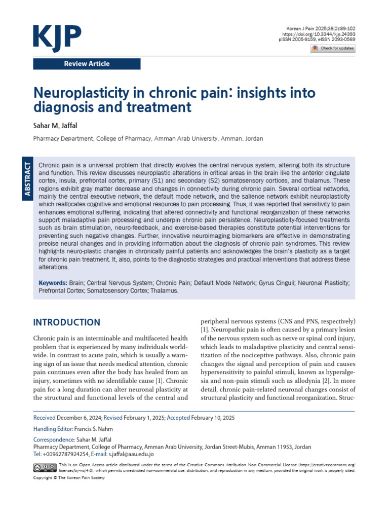 Neuroplasticity in Chronic Pain Management | PDF | Neuroplasticity | Pain