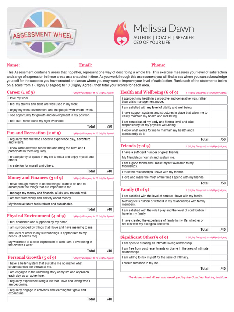 Assessment Wheel Heart Illumination 2 | PDF | Behavioural Sciences ...