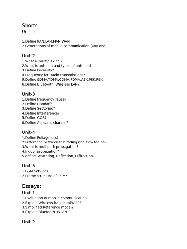CMC Important Questions For Semister | PDF