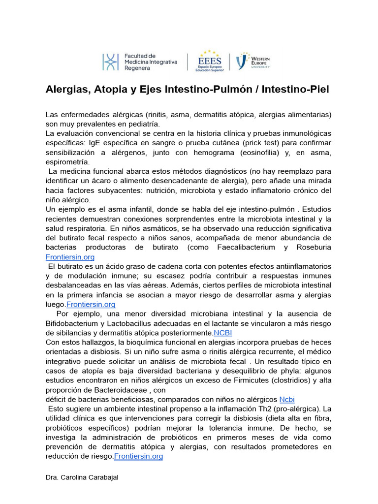 Alergias, Atopia y Ejes Intestino-Pulmón - Intestino-Piel | PDF ...