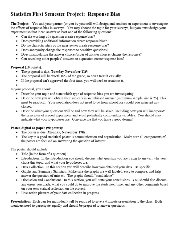 Investigating Response Bias in Surveys | PDF | Experiment | Statistics