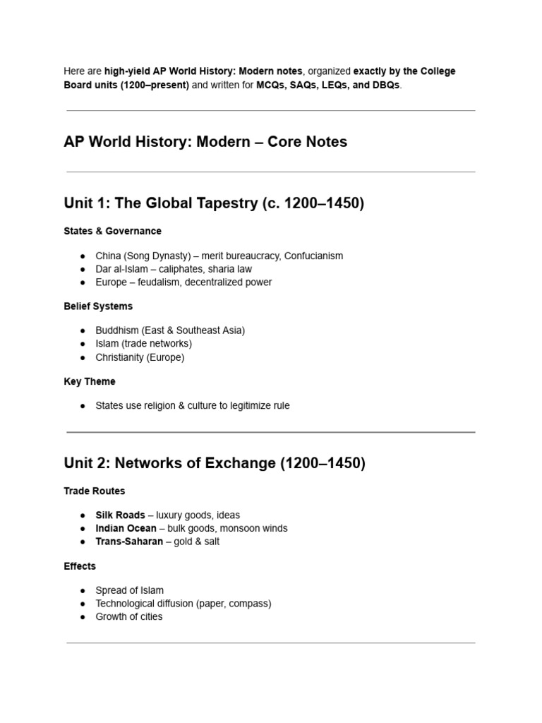 AP World History Modern Study Notes and Tips | PDF | Decolonization ...
