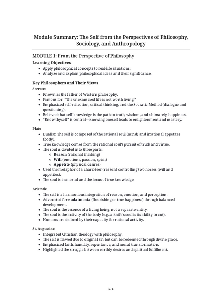 Understanding the Self: Philosophy & Society | PDF | Soul | Philosophy ...