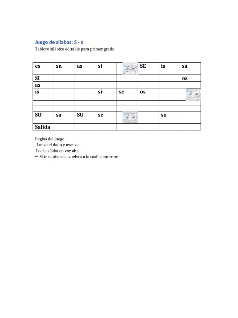 Juego Silabas S Visual | PDF