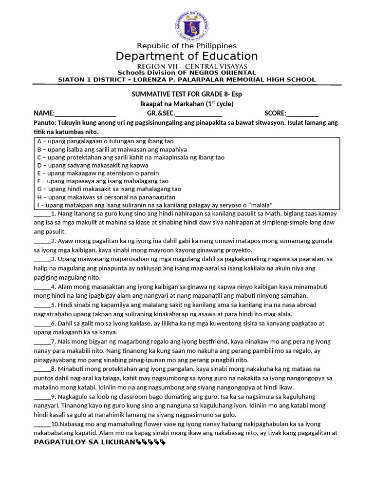 Quarter 4 Grade 8 Esp | PDF