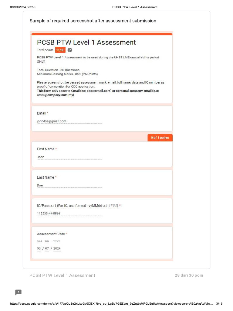 PTW LEVEL 1 TEST | PDF