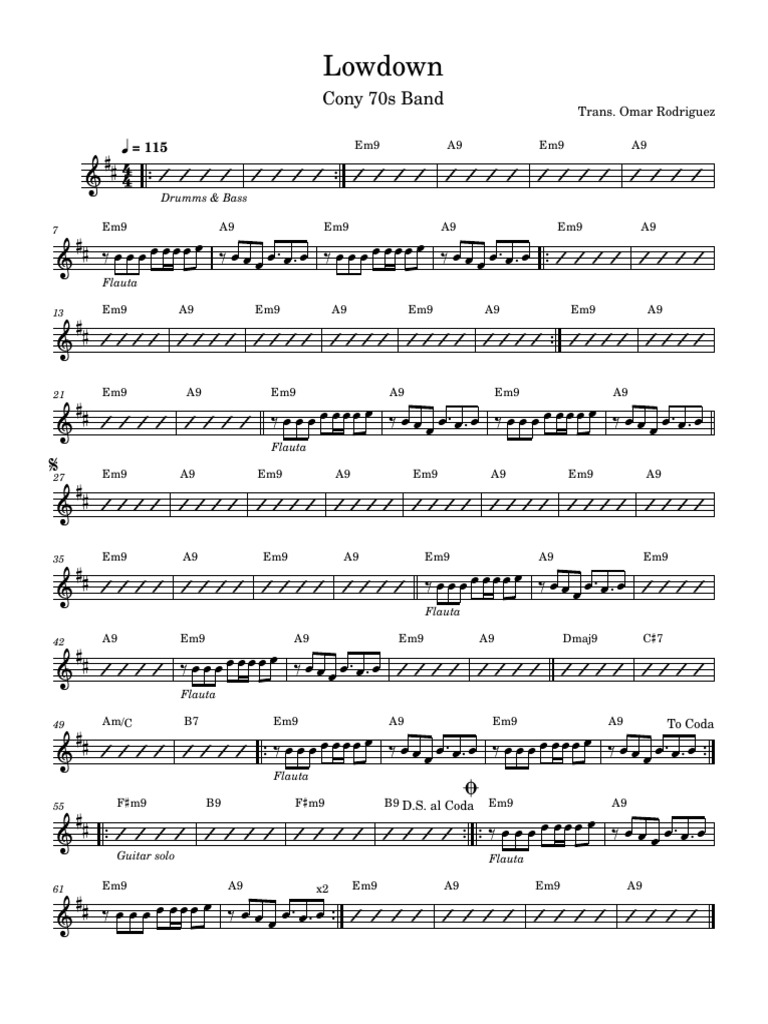 Transcripción de "Lowdown" - Cony 70s Band | PDF