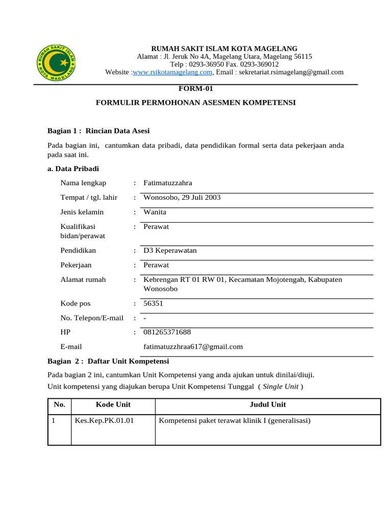 Form Askom Fatimatuzzahra[1] | PDF