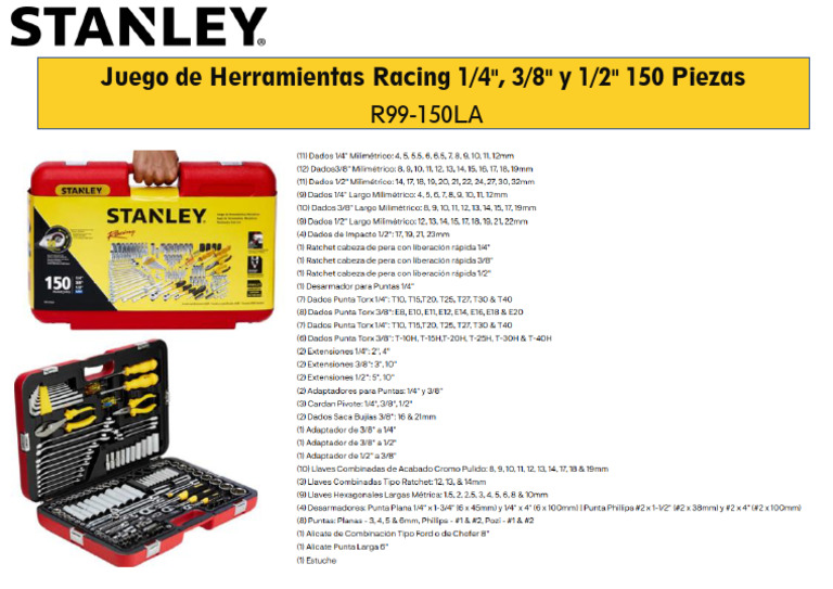Stanley 99-150 Jgo Herramientas 150 Pzas | PDF
