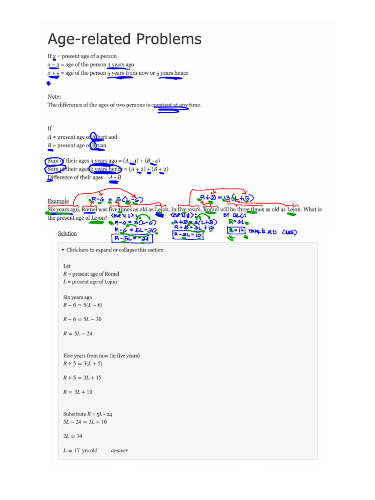 Age Problem LT | PDF