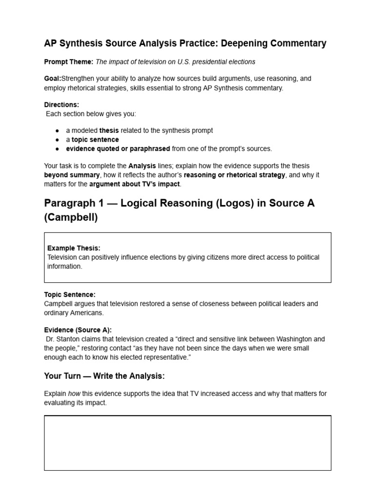 Synthesis Analysis Practice | PDF | Rhetoric | Reason
