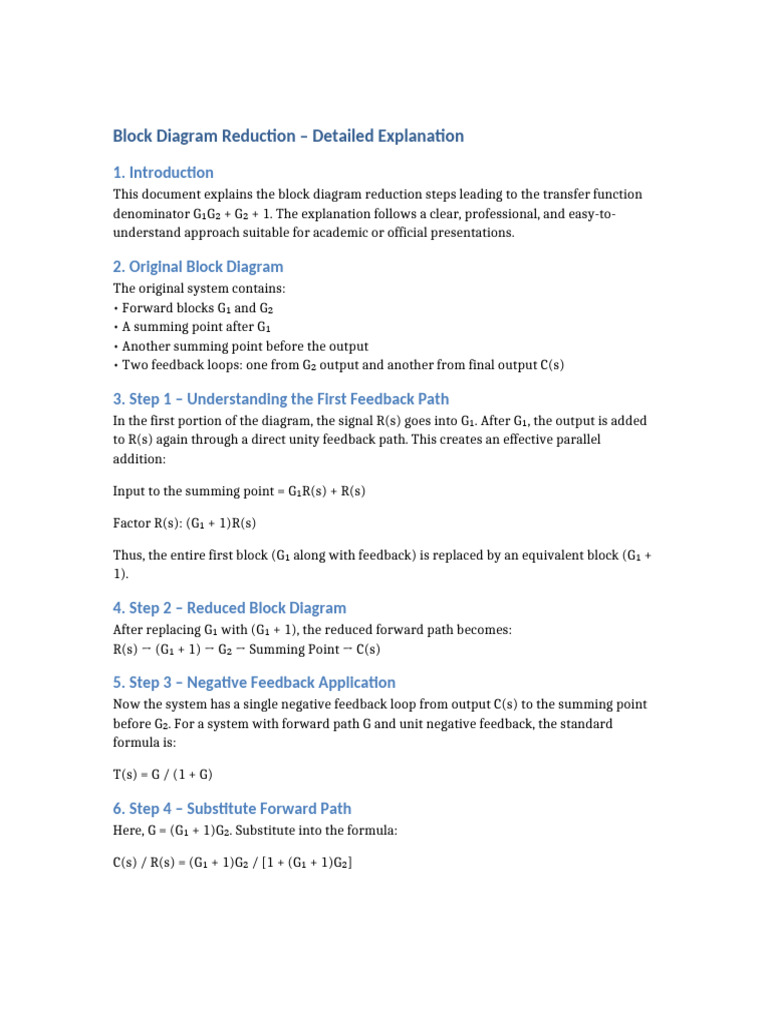 Block Diagram Reduction Explanation | PDF