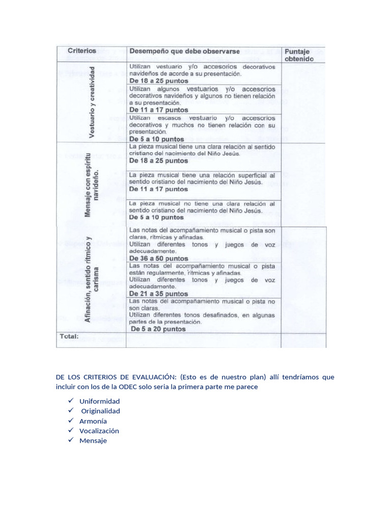 Criterios de Evaluación en Planificación | PDF