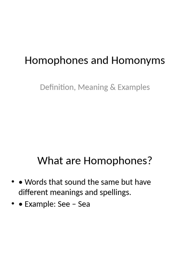 Homophones Homonyms PPT | PDF