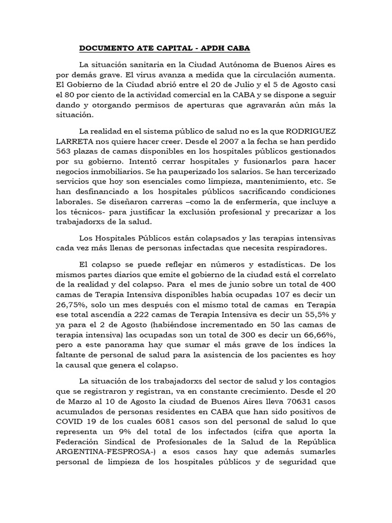 08_informe Ate Capital Apdh Caba | PDF | Hospital | Buenos Aires