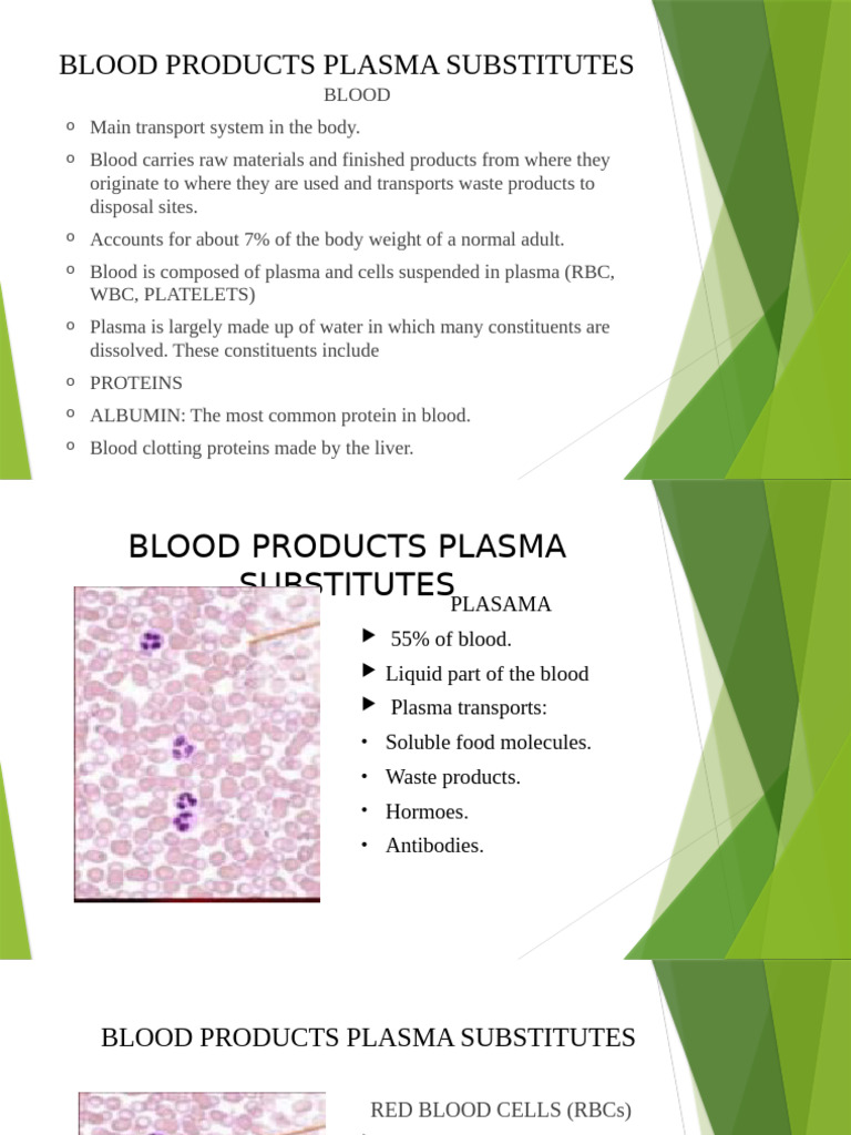 Blood Products Plasma Substitutes | PDF | Blood Plasma | Platelet