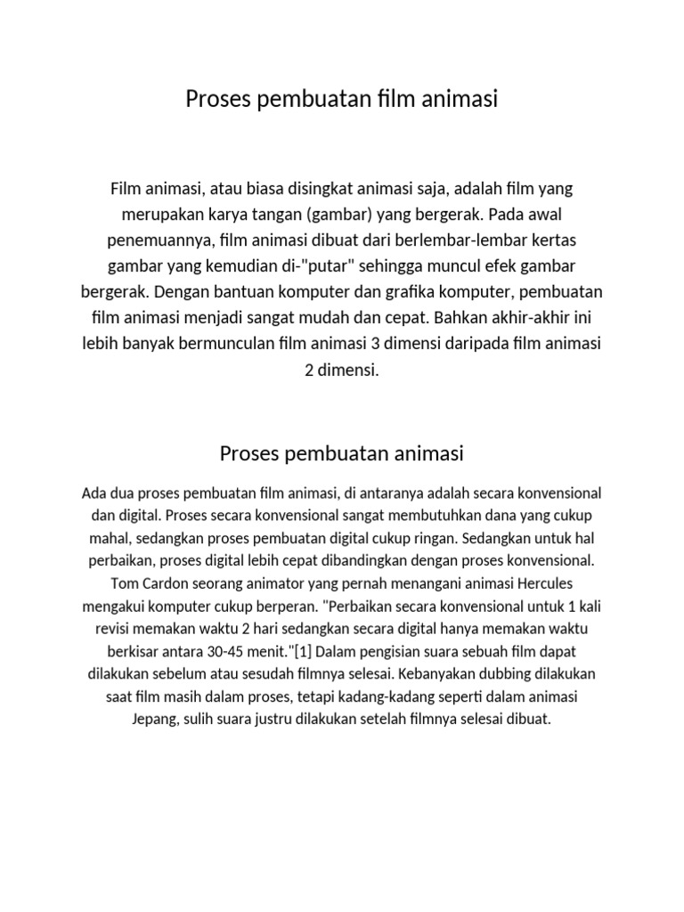 Proses Pembuatan Film Animasi Modern | PDF