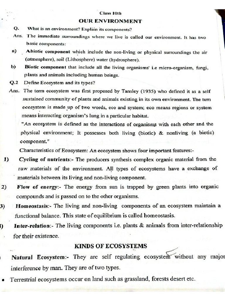 10th'SBio (Our Environment) | PDF