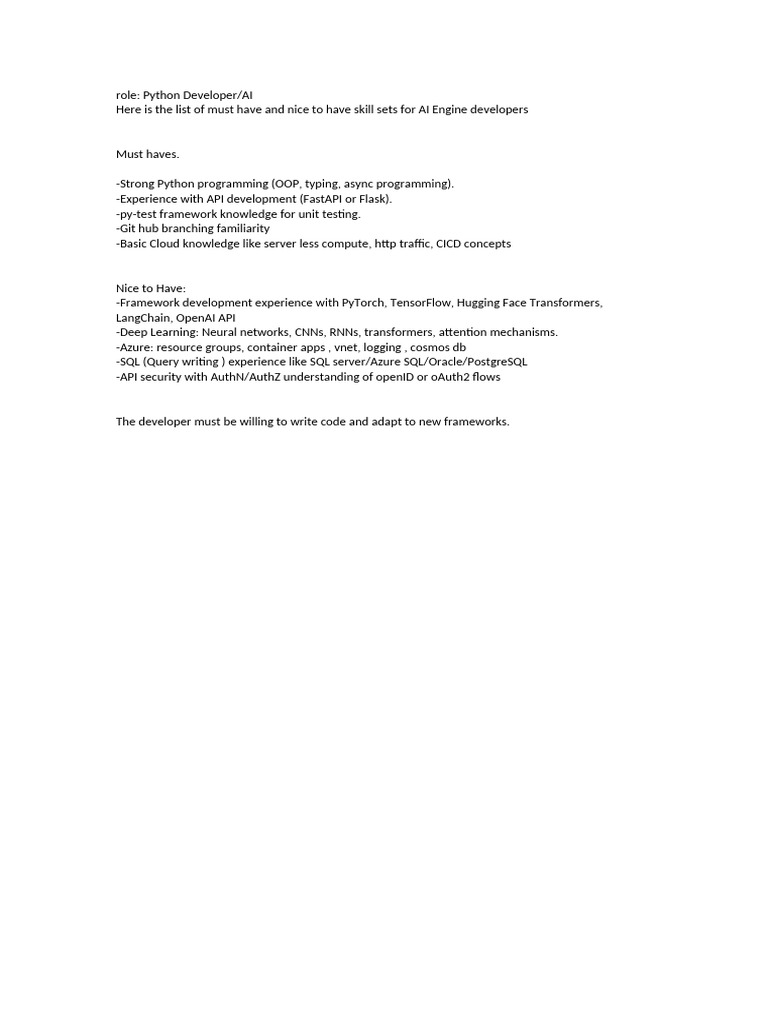 Python Developer Jd | PDF